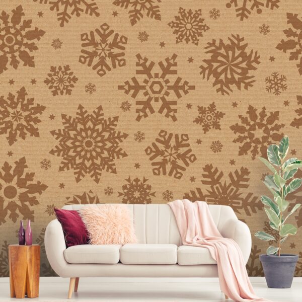 A brown snowflakes on a brown background - Magicdecor®