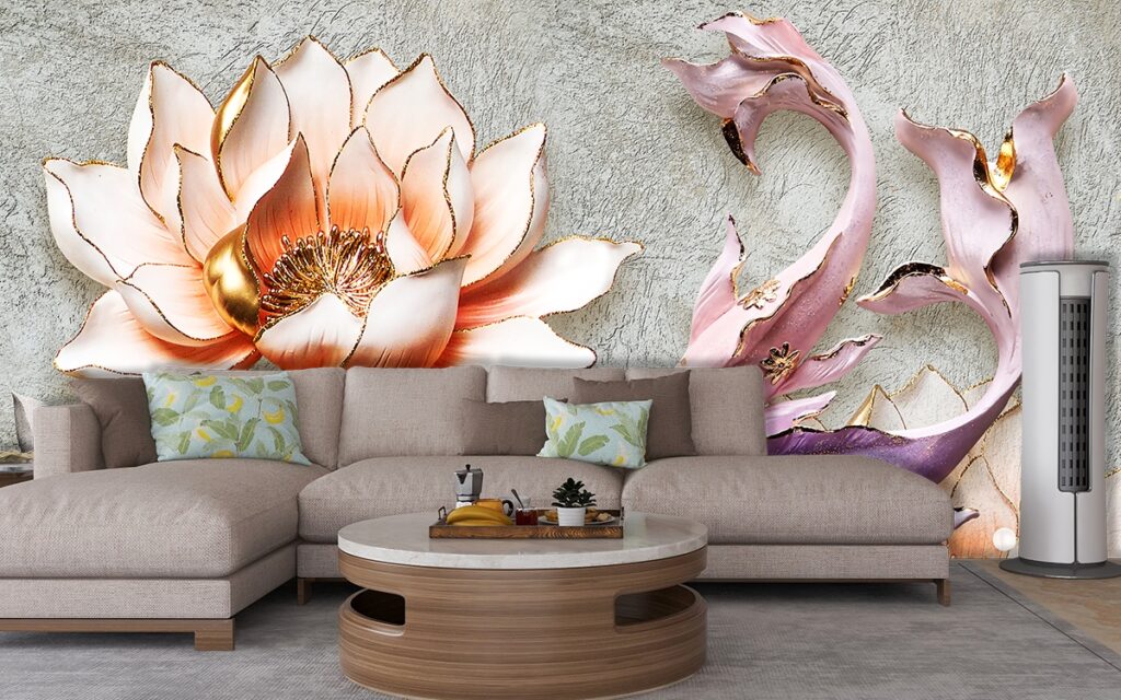 A purple fish and a pink flower - Magicdecor®