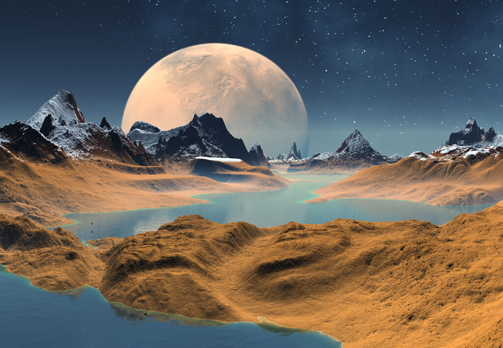 3D moon landscape wallpaper for walls - Magicdecor®