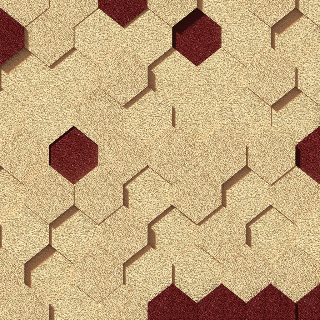 Beige and Maroon 3d Wall Mural with Hexagon - Magicdecor®
