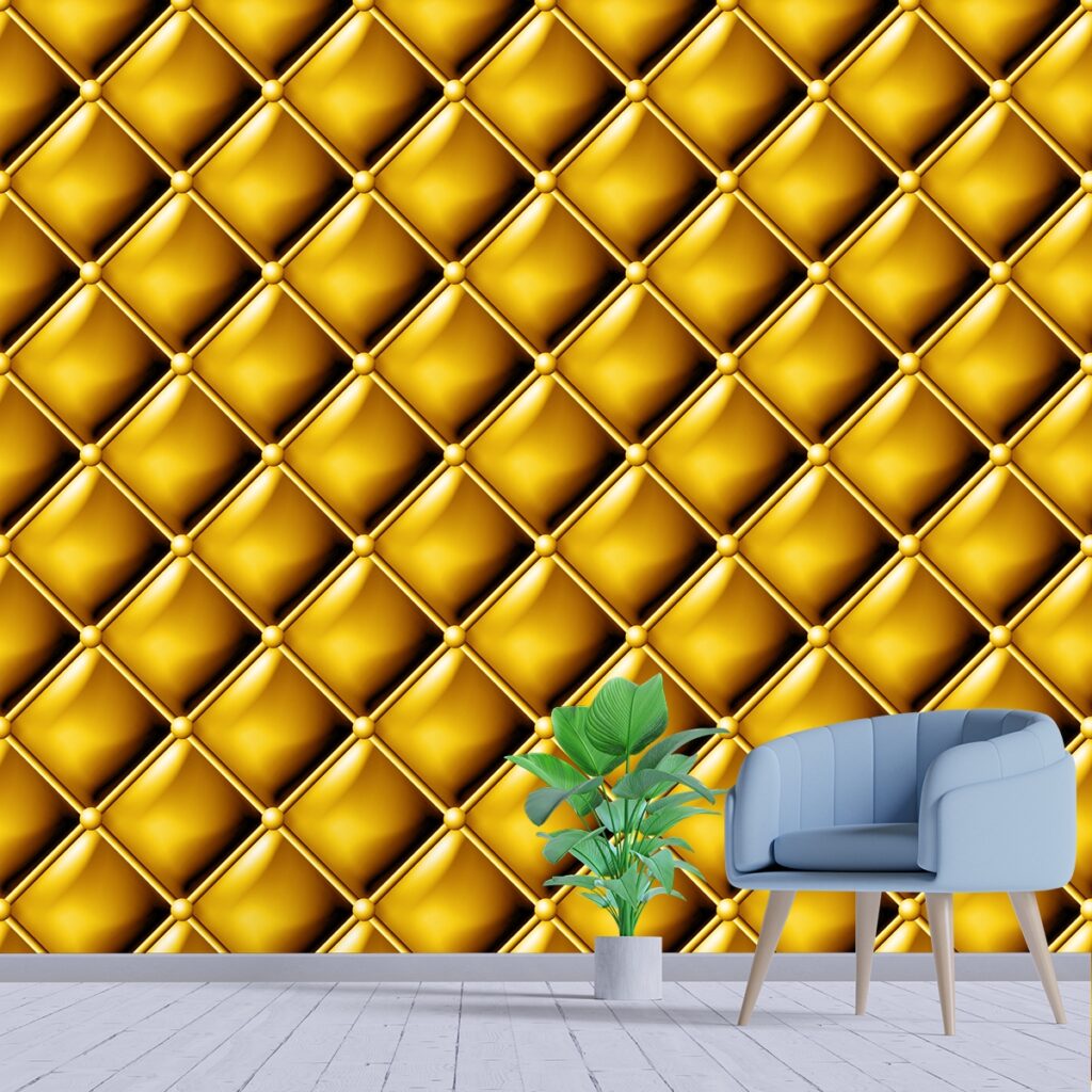 Luxurious Gold Quilted Pattern Wallpaper - Magicdecor®