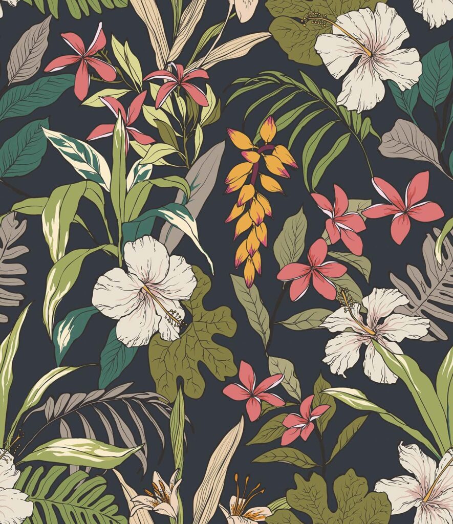 A Tropical Hawaiian Floral Pattern Wallpaper - Magicdecor®
