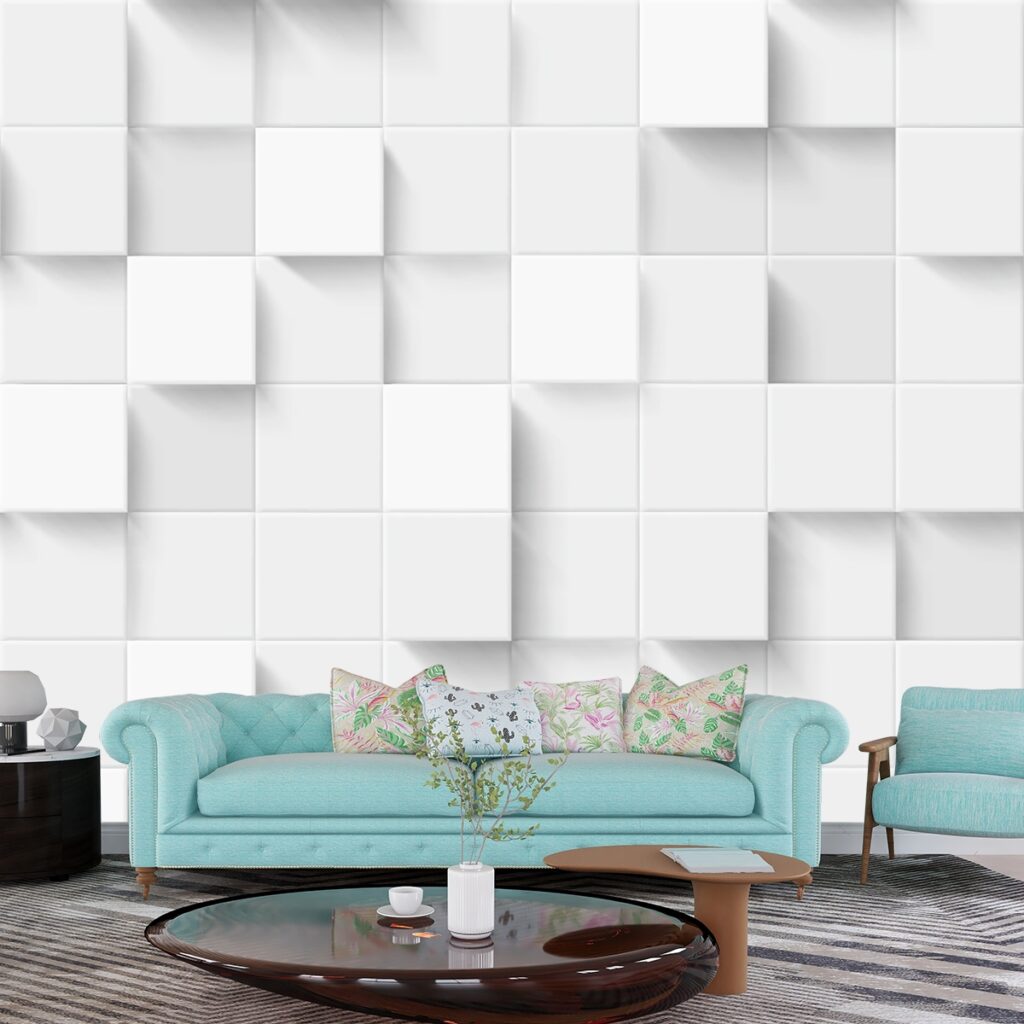 3d White Square Tiles Wallpaper - Magicdecor®