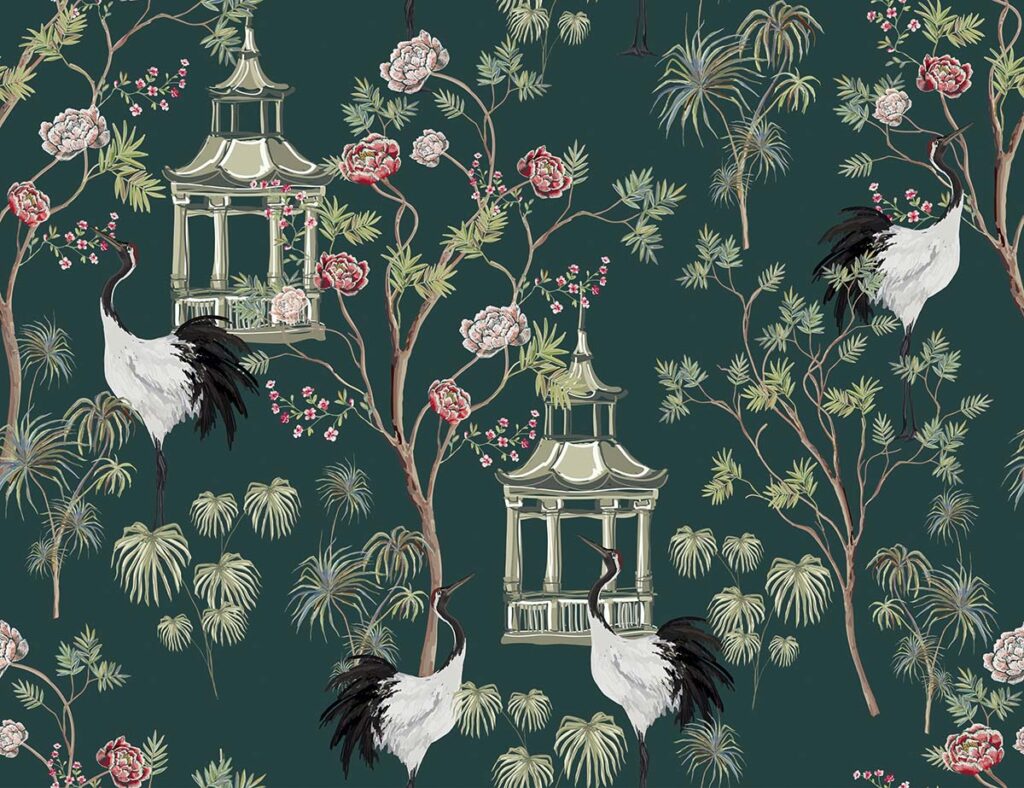 A Wallpaper with Birds Trees and Flowers for Wall - Magicdecor®
