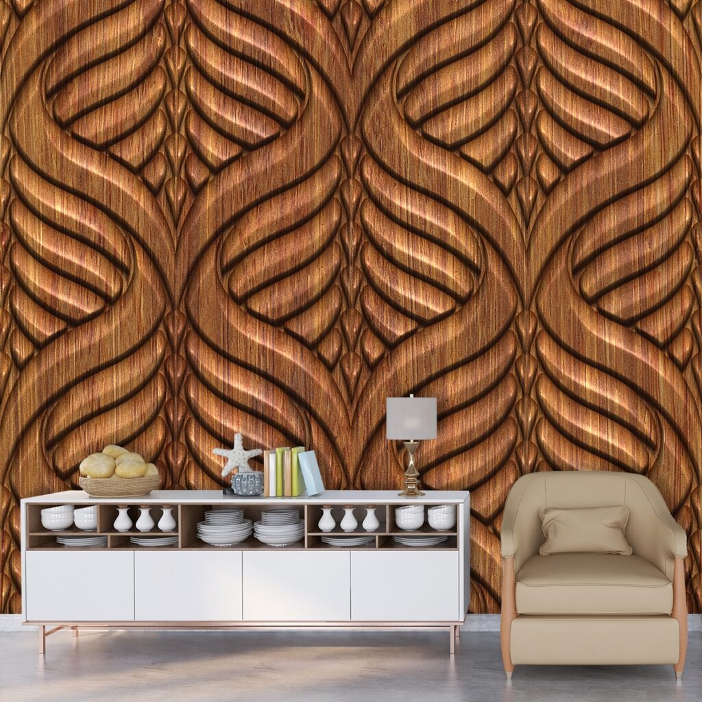 A close up of a carved wood panel - Magicdecor®