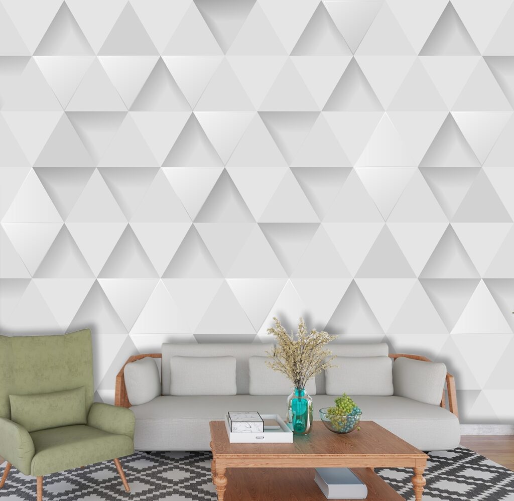 Geometric Gleam White Triangle Pattern Wallpaper - Magicdecor®