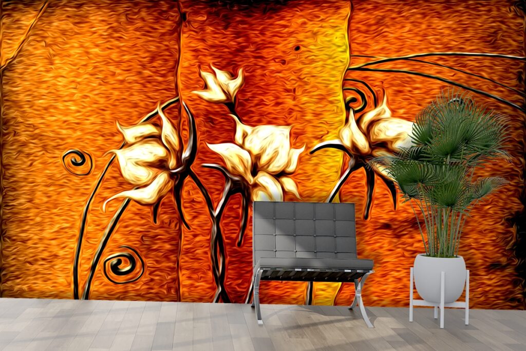 A Texture Wallpaper of Flowers on a Wall - Magicdecor®