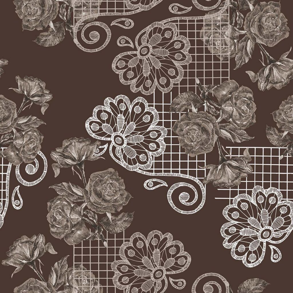 A brown and white floral pattern - Magicdecor®