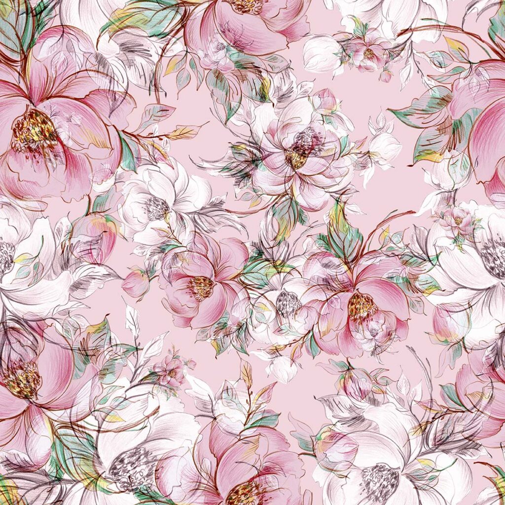 Pink Flower Pattern Wallpaper Mural - Magic Decor