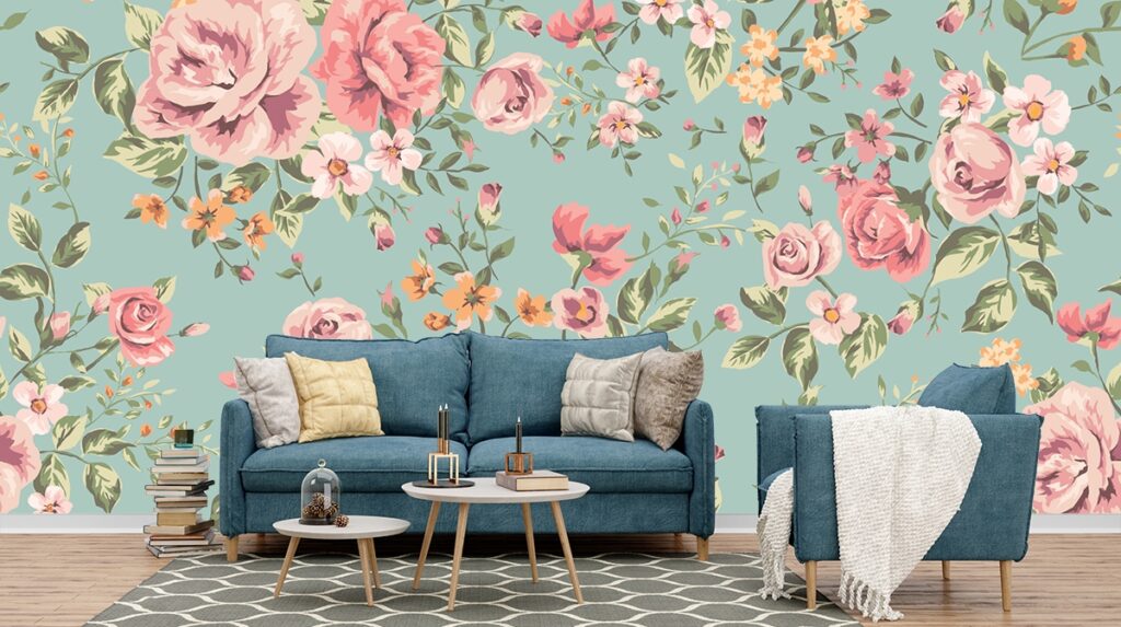 Pink and Orange Flower Wallpaper - Magicdecor®