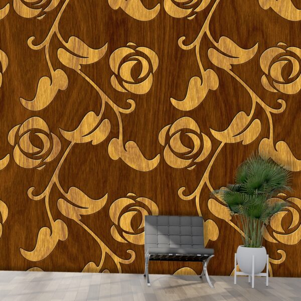 A wood surface with floral designs - Magicdecor®