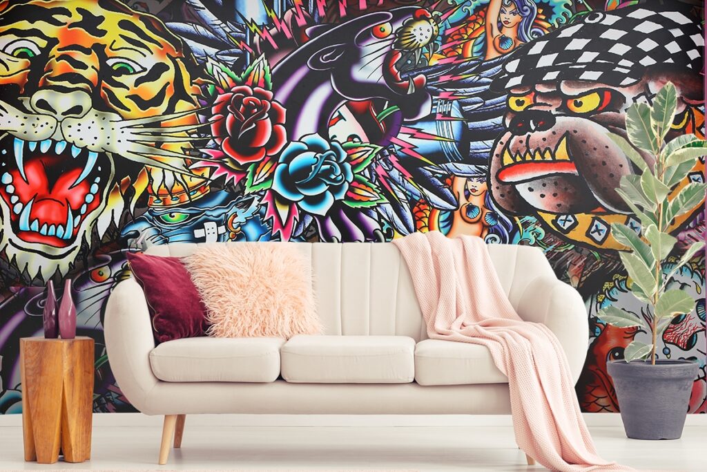 A wall with colorful drawings - Magicdecor®