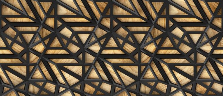 3D Black Metal Mesh Wallpaper on a Wood Surface - Magicdecor®