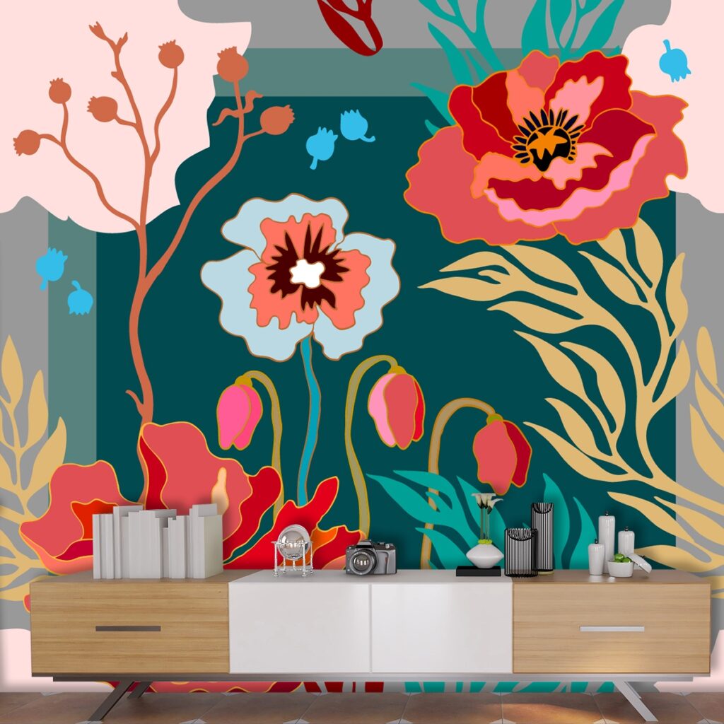 A colorful floral design on a square - Magicdecor®