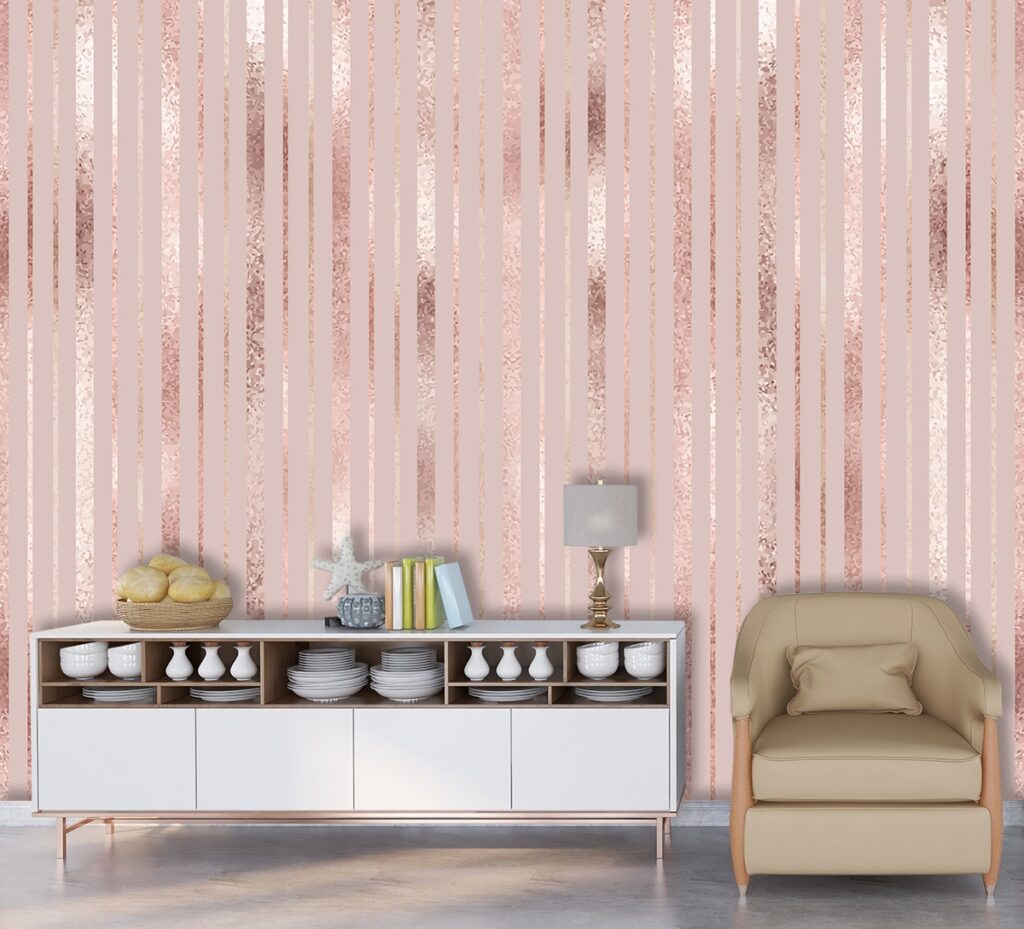 A pink and white striped background - Magicdecor®