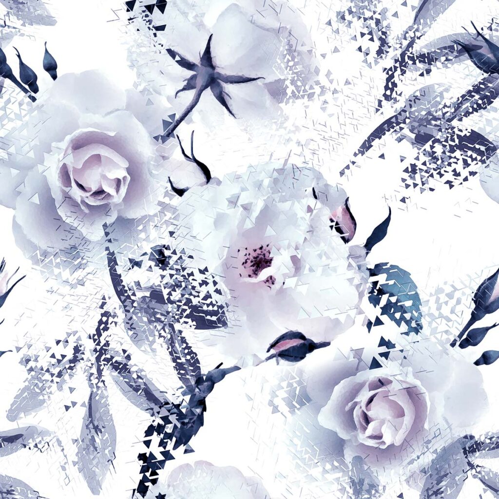 A white flowers and blue leaves - Magicdecor®