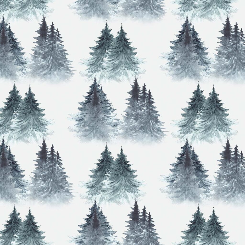 A pattern of trees on a white background - Magic Decor