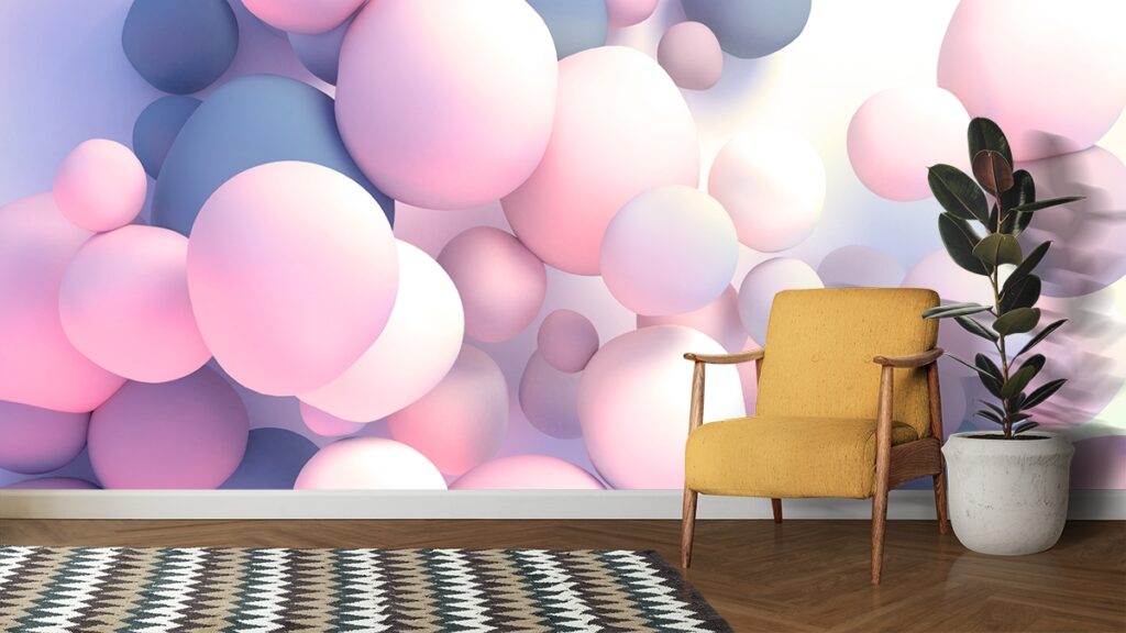 A group of pink and blue balls - Magicdecor®
