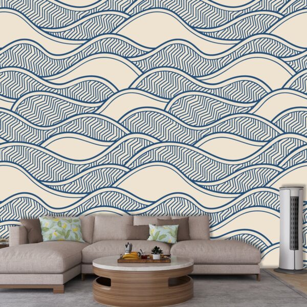 A pattern of waves on a white background - Magicdecor®