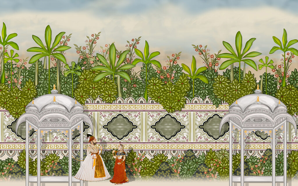King and Queen in Royal Garden Wallpaper - Magicdecor®