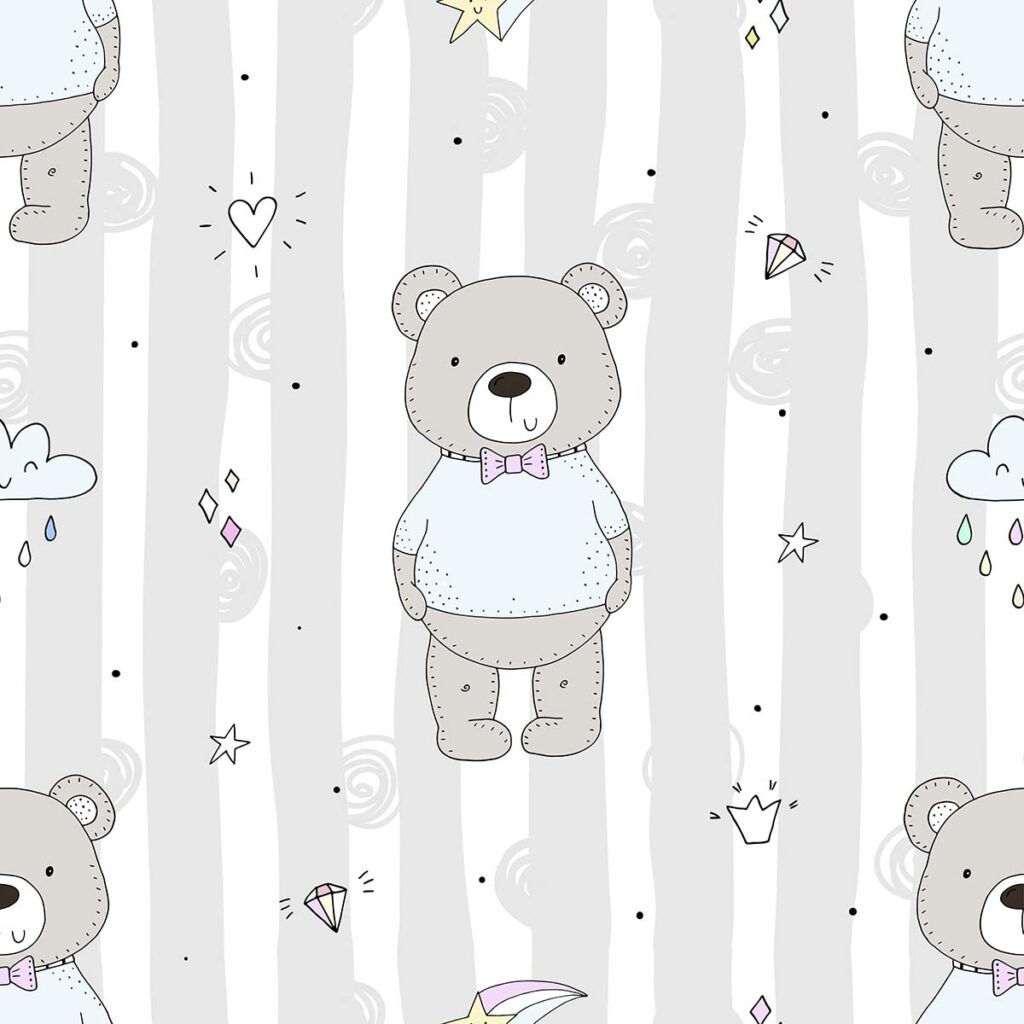 Kids Room Wallpaper - A pattern of a teddy bear