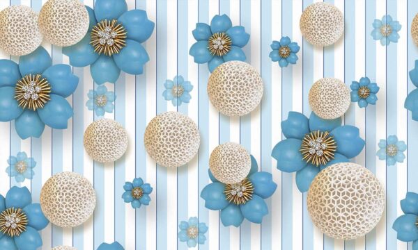 A wallpaper with flowers and balls - Magicdecor®