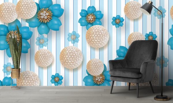 A wallpaper with flowers and balls - Magicdecor®