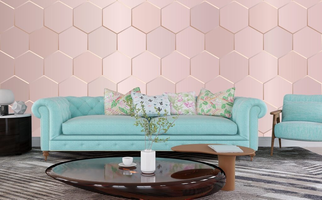 A pink and white hexagon pattern - Magicdecor®