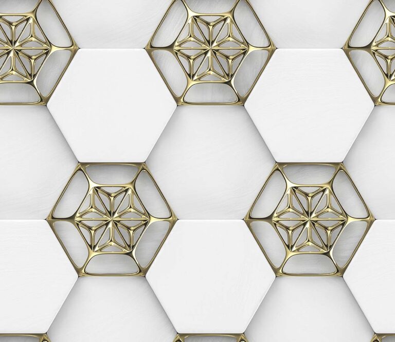 A Wallpaper Patterns of White and Gold Hexagons - Magicdecor®
