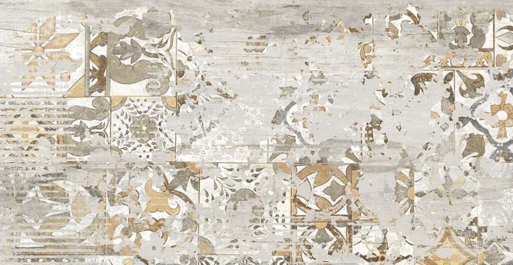 A white and brown tile with floral designs - Magicdecor®
