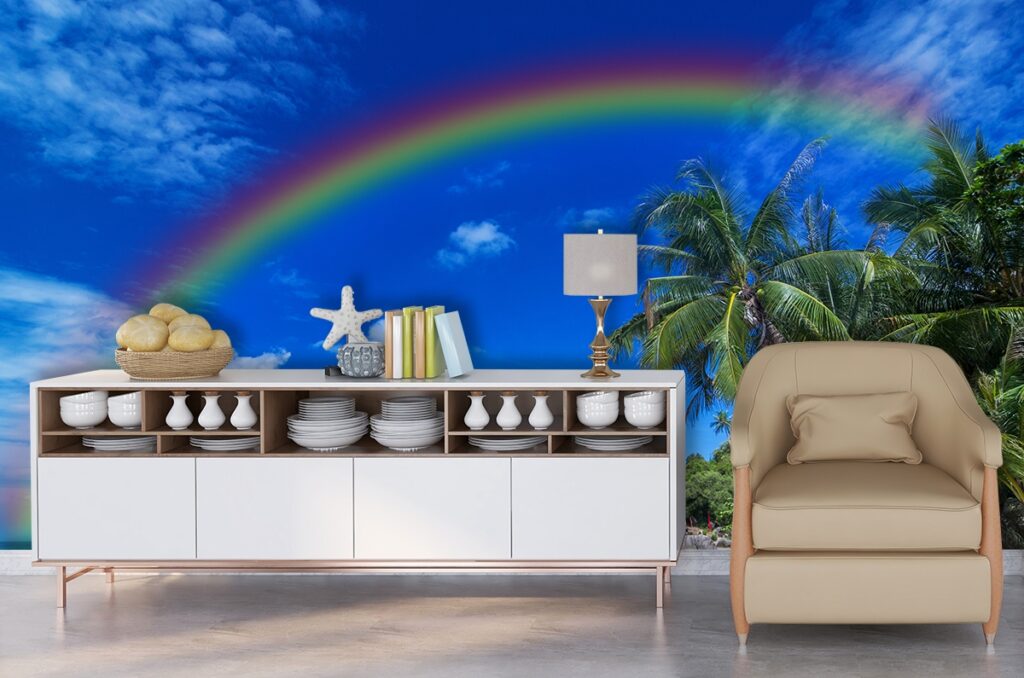 A rainbow over a beach - Magicdecor®