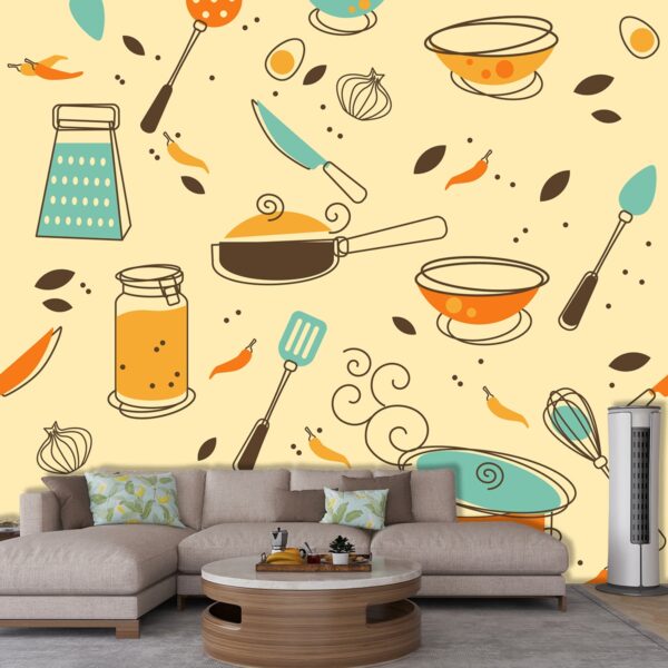 Kitchen Utensils Pattern Wallpaper - Magic Decor