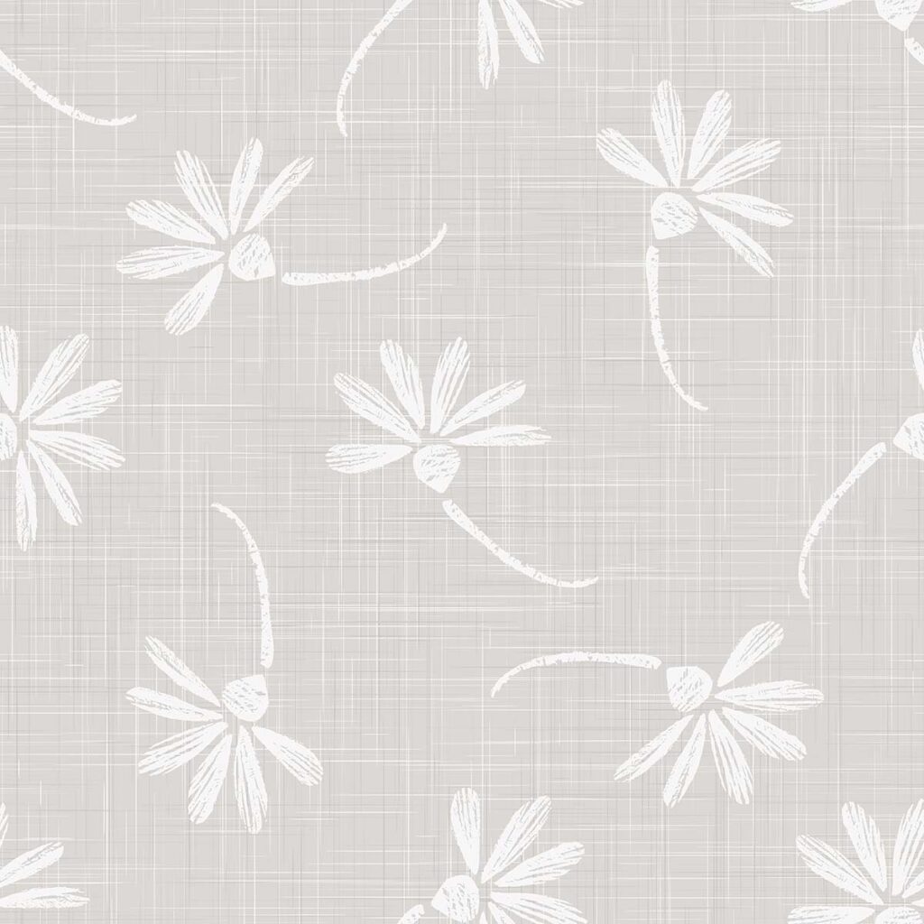 A white flowers on a grey fabric - Magicdecor®