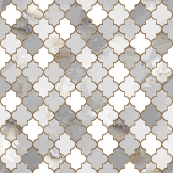 A grey and white tile with gold trim - Magicdecor®