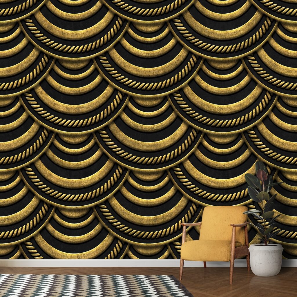 3D Gold and Black Patterned Wallpaper for Wall - Magic Decor