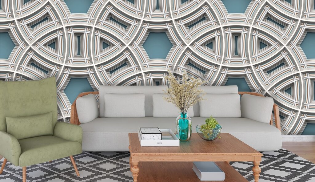 A pattern of white and blue circular shapes - Magicdecor®