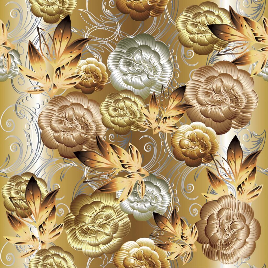 A 3D Golden Floral Flower Wallpaper Pattern - Magicdecor®
