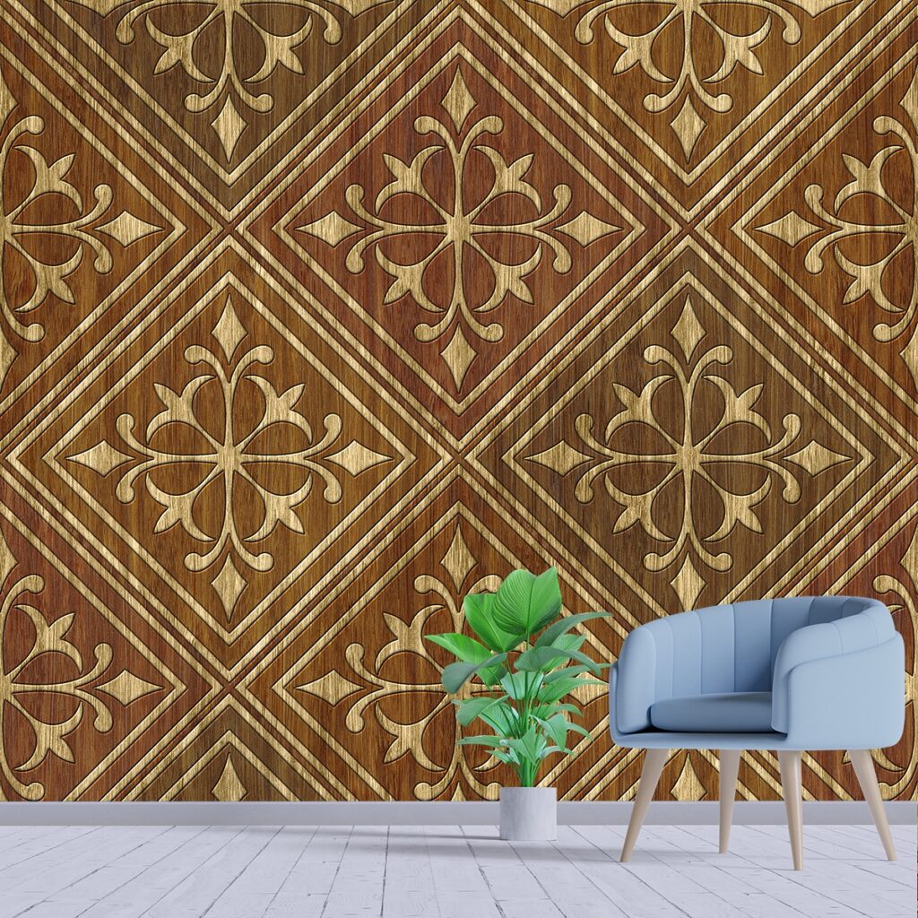 A wood grained surface with a pattern - Magicdecor®