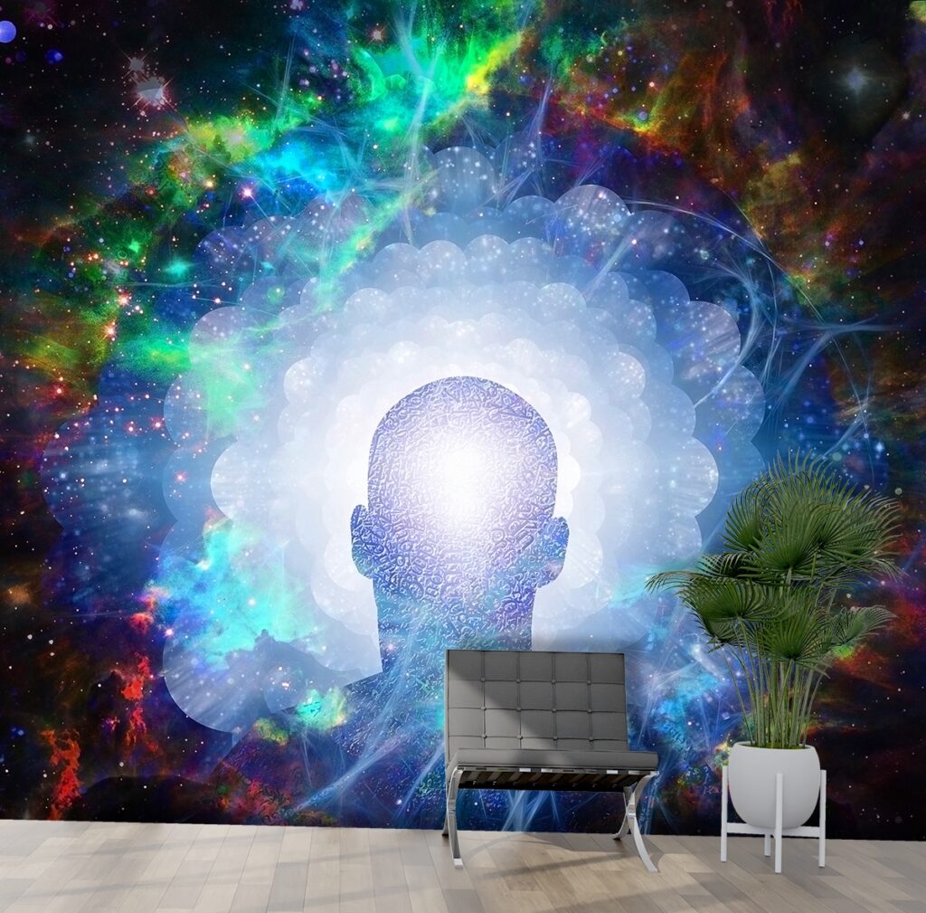 A person's head with a glowing light in the center - Magic Decor