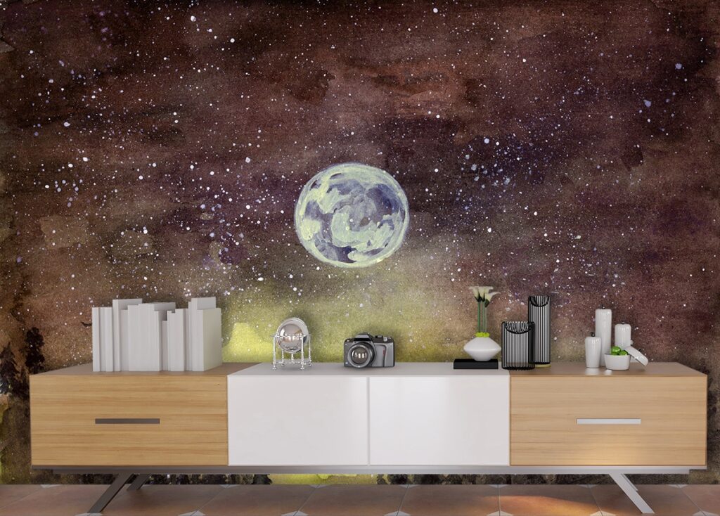Serene Moon Painting Wallpaper - Magicdecor®
