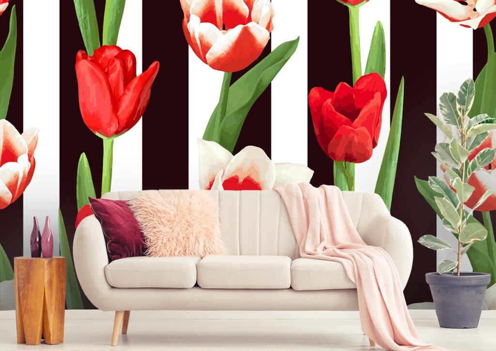A pattern of red and white flowers - Magicdecor®