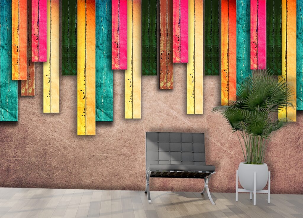 A group of colorful wooden planks - Magicdecor®