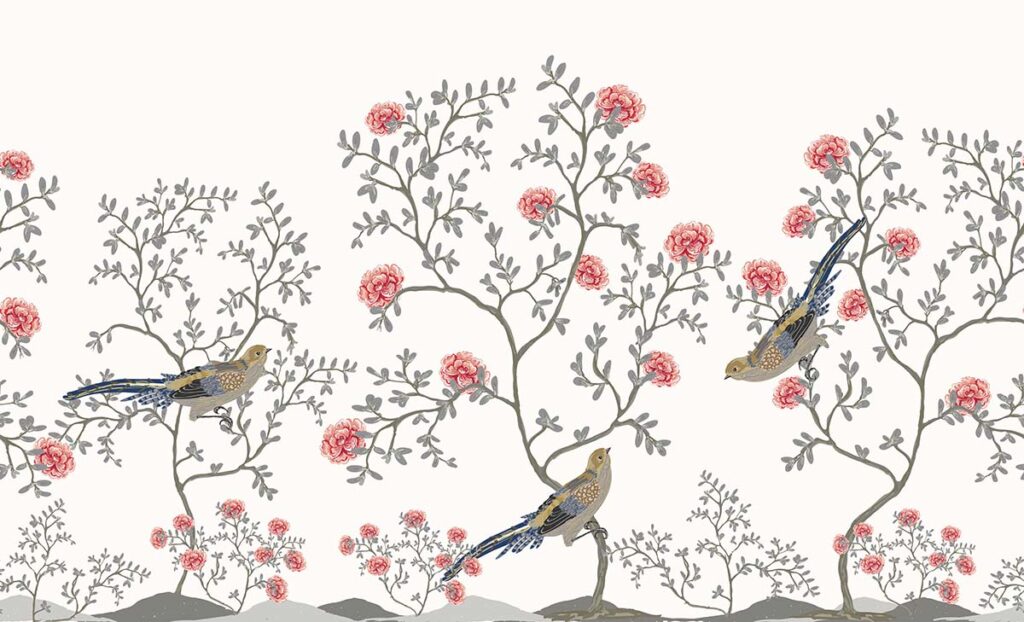 A Seamless Wallpaper for Wall with Birds and Flowers - Magicdecor®