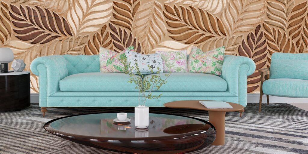 A 3D Wallpaper Pattern of Leaves in Shade of Brown - Magicdecor®