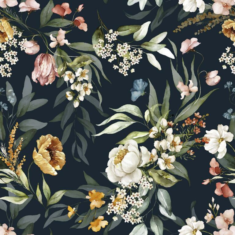 A floral pattern with leaves and flowers - Magicdecor®