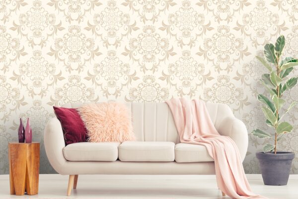 A Floral White Pattern Wallpaper on a Wall - Magicdecor®