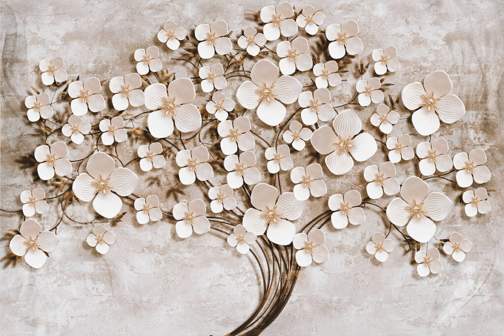 A tree of flowers on a wall - Magicdecor®