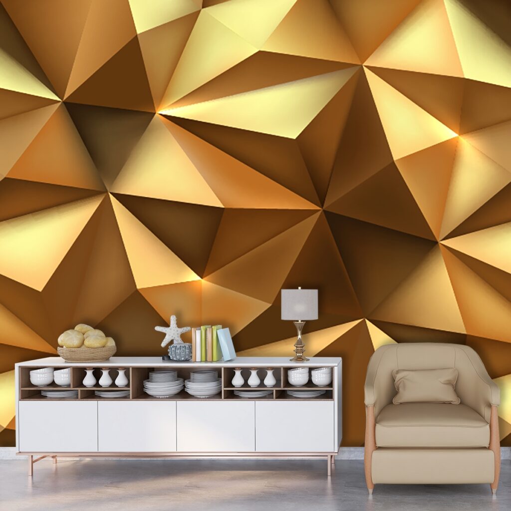 A 3D Golden Texture Geometric Wallpaper - Magicdecor®
