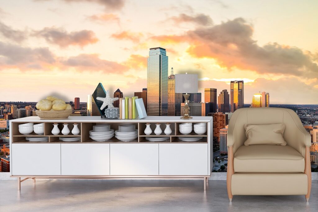 A city skyline with many tall buildings - Magicdecor®