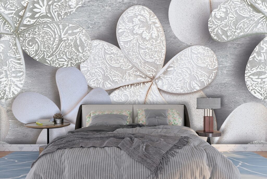 3D Cement Structure Floral Wallpaper - Magicdecor®